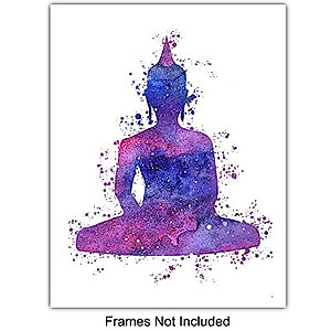 Zen Meditation Buddha Art - 8x10 Poster Set - Buddha, Yin Yang, Om, Hamsa Hand of Fatima - New Age Spiritual Gift for Buddhist, Yoga Teacher, Instructor, Studio - Unframed Wall Decor, Room Decoration