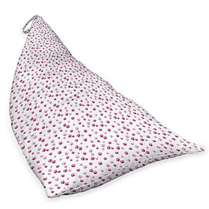 Ambesonne Dog Paws Lounger Chair Bag, Pattern of Doodle Style Repeating Claw Prints in Monochrome Style, High Capacity Storage with Handle Container, Lounger Size, Hot Pink Pale Pink White