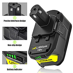 Amsbat 2 Packs 6.0Ah Replacement for Ryobi 18V Battery Lithium 18 Volt Battery P102 P104 P105 P107 P108 P109 P190 P122 Cordless Power Tools [Upgraded to 6.0Ah](Yellow)