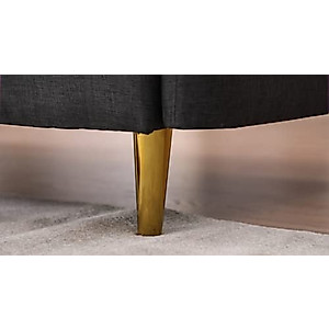 KoiHome Polyester Loveseat Curved Arms, Sleeper Two Pillows, Modern Couch with Tapered Metal Legs, Upholstered 2-Seater Sofa for Living, Bedroom,Office,Waiting Room, Dark Grey