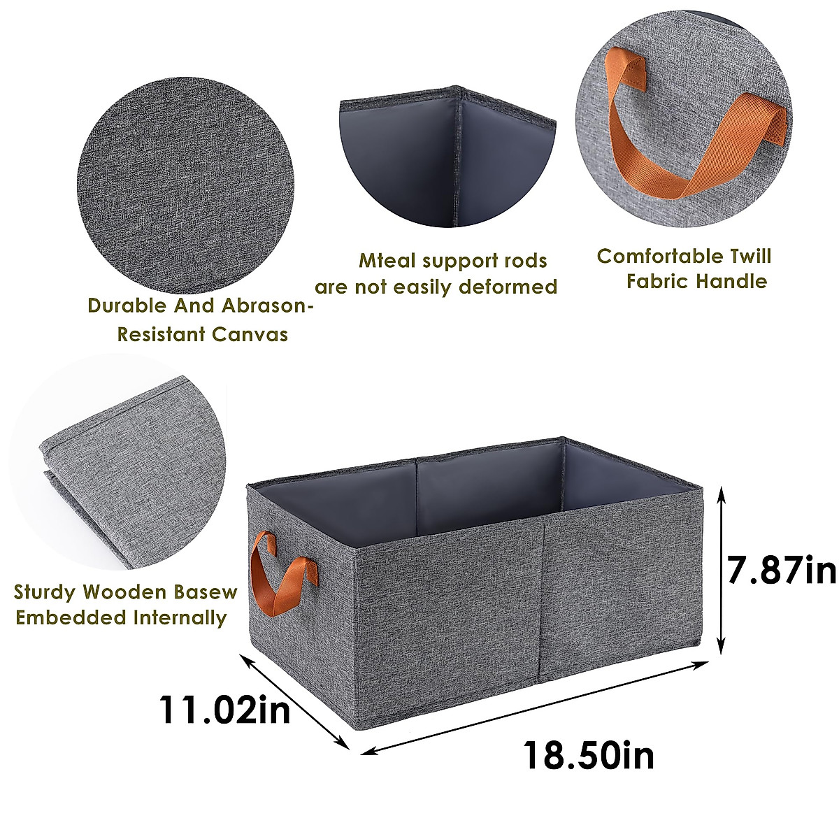 RICHERI Pack of 3 Clothing Storage Bins for Closet with Handles, Foldabl Fabric Foldable Storage Baskets Cloth Box, Fabric Containers Boxes for Organizing Shelves Bedroom, Gray, Large (gray)