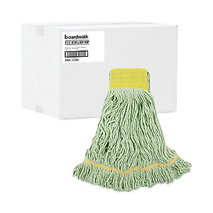 Boardwalk BWK1200LCT EcoMop Recycled Fiber Looped-End Mop Heads - Large, Green (12/Carton)
