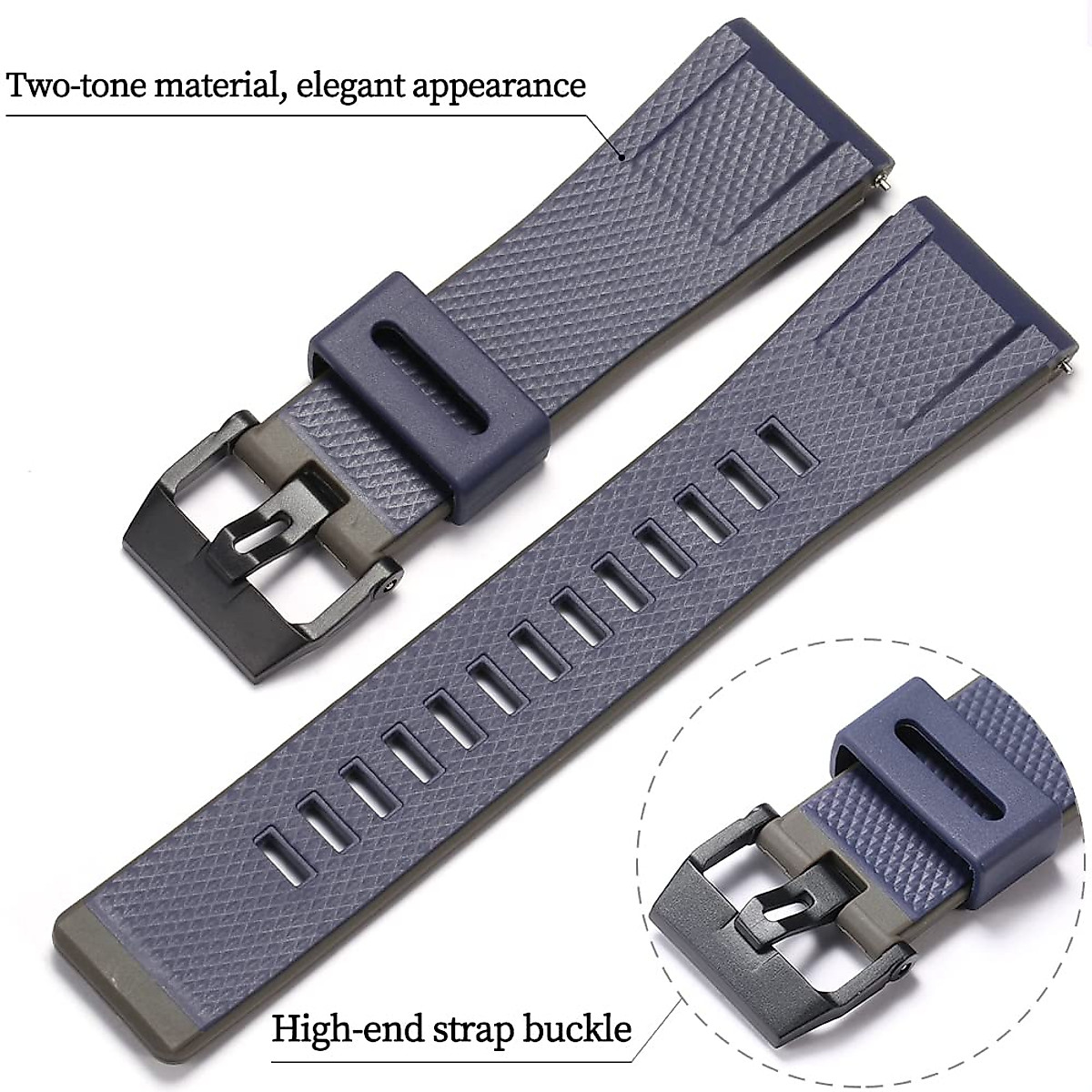 WRISTARMOR Resin Strap Replacement for Caiso G-Shock GA-2000 PRW-6600 PRG-600/650 Mens Watch Band Quick Release 24mm Bracelet Accessories(Navy grey)