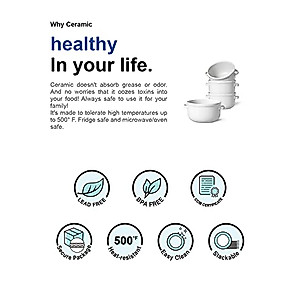 LE TAUCI Soup Bowls With Handles 28 Ounce, French Onion Soup Bowl for Chili, Beef Stew, Cereal, Ceramic Soup Crocks oven Safe, Microwave Dishwasher Safe - 5.5 inch, Set of 4, White