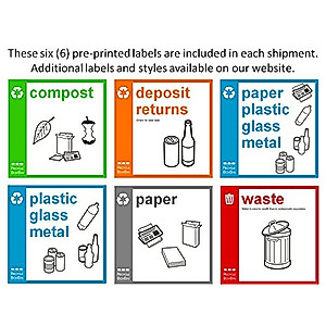 RecycleBoxBin Triple Recycling Bin - Large Capacity (25 gal. per Bin), All Plastic, Light-Weight, with Changeable Label System