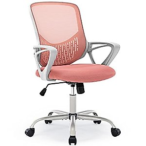 Office Chair, Desk Chair Mid Back Computer Chair Ergonomic Office Chair Mesh Computer Desk Chair with Lumbar Support Armrest, Executive Height Adjustable Swivel Task Chair for Women Adults