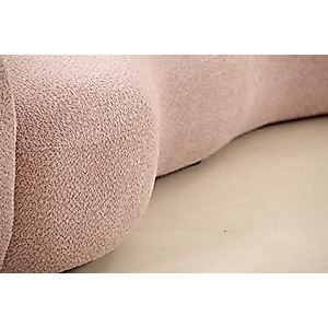 ERYE 93.6" Teddy Boucle Fabric Cloud Leisure Modern Comfy 4 Seaters Half-Moon Curved Couch,Beautiful Freestanding Sofa Perfect Shape More Decorative for Home Office Apartment Living Room, Pink