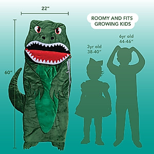 Bixbee Kids Sleeping Bag, Dinosaur Sleeping Bag for Kids 3+, 60 x 22 Inches, Soft Toddler Sleeping Bag with Carrying Handle | Machine Washable Soft Slumber Bag for Naptime, Daycare