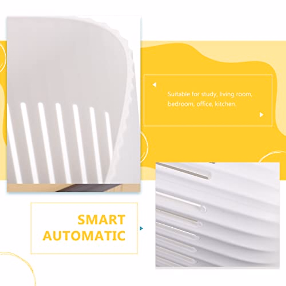 Kichvoe Waste Paper Basket, Hollow Pattern Desktop Trash Can White Rubbish Bin Without Lid for Home, Office, Living Rooms, Bedrooms