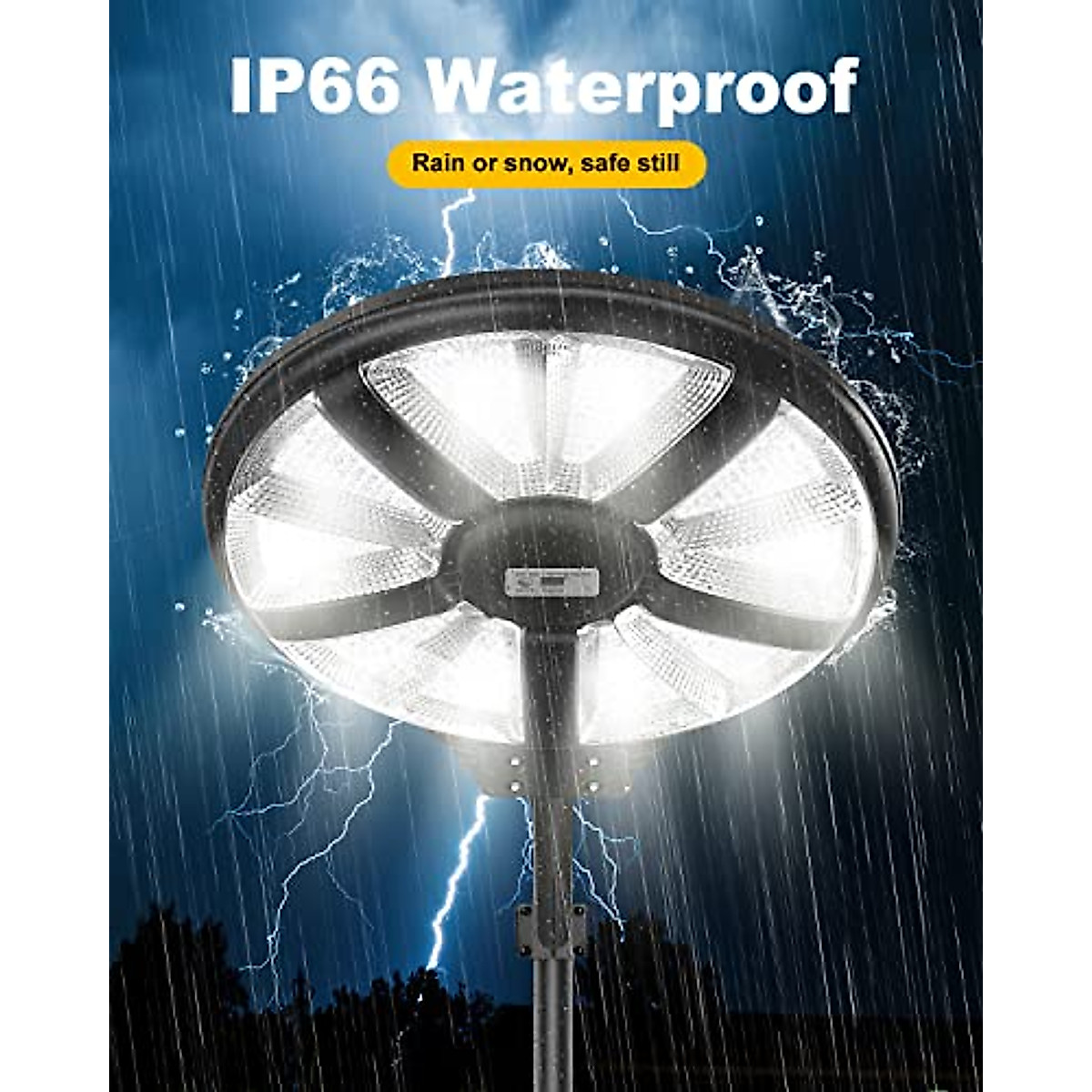 BNT Solar Street Lights Outdoor Waterproof 3000W Round LED Solar Powered Street Light with 360° Wide Angle Illumination, Waterproof IP66, Solar Outdoor Lights for Yard, Piazza (2 Pack)