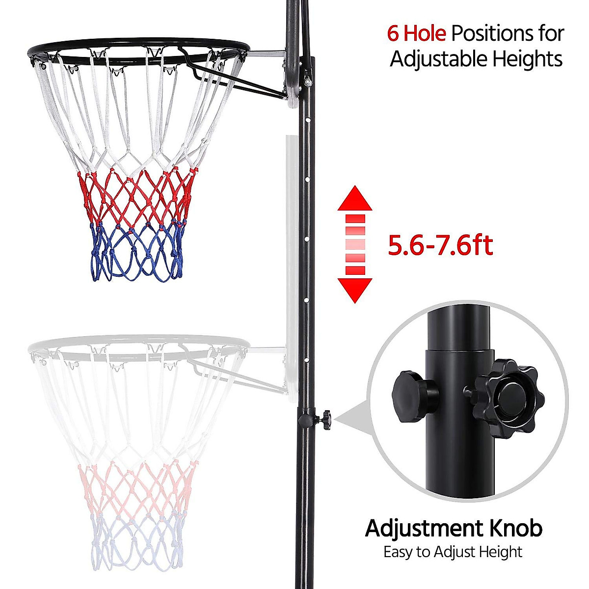 Yaheetech Portable Basketball Hoop Backboard System Removeable Adjustable Basketball Hoop & Goals Outdoor/Indoor 7.2-9.2ft Adjustable Height Basketball Set for Youth