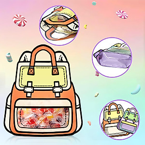 Cecnamt 30 Pcs Plastic Cute Goodie Bags For Kids Bulk Reusable Top Handle Gift Bag Birthday Goodie Bag Back to School Goodie Bags Cute Backpack Goodie Bag with Handle Candy Bag for Kids Party
