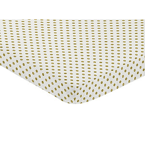 Sweet Jojo Designs Gold and White Polka Dot Baby Girl Fitted Mini Portable Crib Sheet for Amelia Collection - for Mini Crib or Pack and Play ONLY