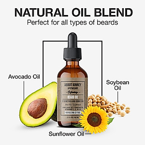 ABBOT KINNEY APOTHECARY Beard Oil for Men - Natural Ingredients, Energizing Citrus Scent, Promotes Healthy Growth, Ideal for Dry Flaky Skin - Beard Conditioner - 2 Fl Oz