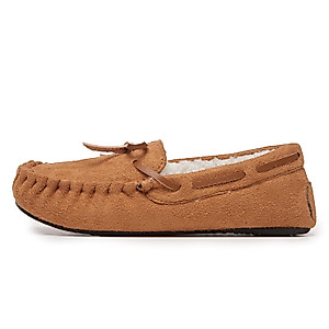 Lucky Brand Boy's Micro-Suede Cozy Moccasin Slippers with Faux Sherpa Lining