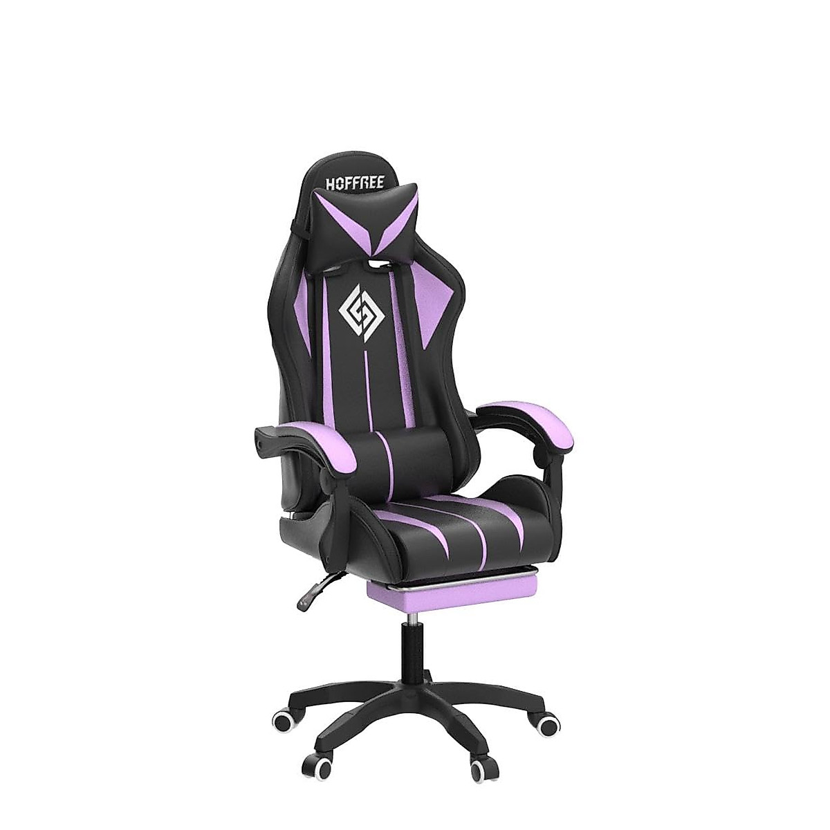 Gaming Chair with Bluetooth Speakers and LED RGB Lights Ergonomic Massage Computer Gaming Chair with Footrest High Back Music Video Game Chair with Lumbar Support Purple and Black