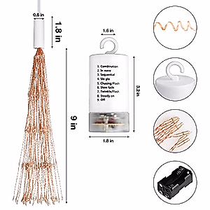 Fairy Lights Battery Operated Wire Lights,225 LED DIY 8 Modes Dimmable Lights with Remote Control, Waterproof Decorative Hanging Starburst Lights for Christmas, Home, Patio, Indoor Outdoor Decoration