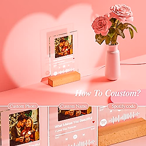 witfox Custom Spotify Plaque Anniversary Ideal Gifts for Him - Spotify Glass Plaque Birthday Gifts for Women - Personalized Acrylic Song with Photo Music Plaque - Customized Gifts for Her