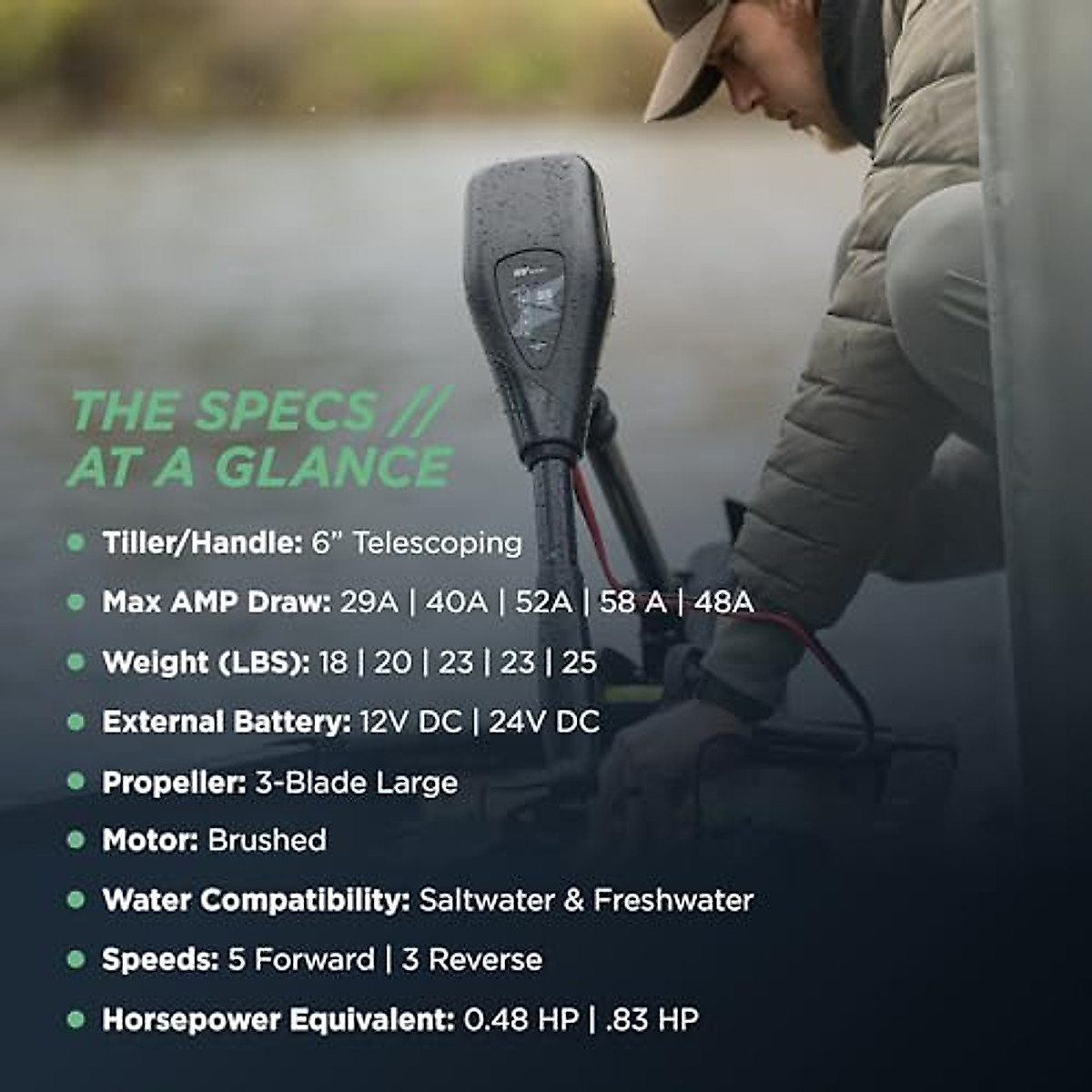 Newport NV-Series 62lb Thrust Saltwater Transom Mounted Trolling Electric Trolling Motor w/LED Battery Indicator & 36" Shaft