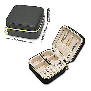 YINGMAN Small Jewelry Box, Portable Travel Jewelry Organizer Case, Ideal Gift for Girlfriend Wife Mother Daughter (Mini_Black)