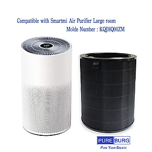 PUREBURG Replacement True HEPA Filter Compatible with Smartmi Air Purifier Large room,Model Number : KQJHQ01ZM,H13 4-Stage Filtration Activated Carbon 2-IN-1