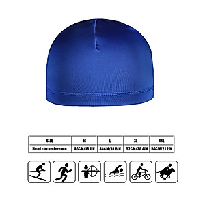 Boao 6 Pieces Skull Caps Helmet Liner Sweat Wicking Cap Running Hats Cycling Skull Caps for Men Women (Vivid Colors, X-Large)