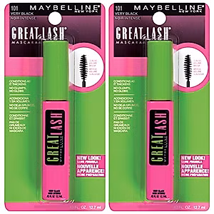 Maybelline New York Great Lash Washable Mascara, Very Black (Pack of 2)