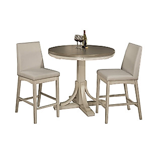 Hillsdale Furniture Counter Height Round Dining Table, Distressed Gray/Sea White