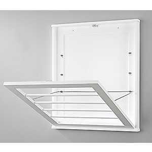 Whitmor MDF, Wood, Steel Wall Mounted Drying Rack for Storage, White