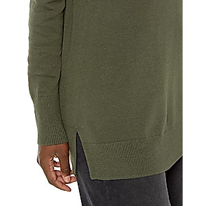 Amazon Essentials Women's Lightweight Long-Sleeve V-Neck Tunic Sweater (Available in Plus Size), Dark Olive, Large