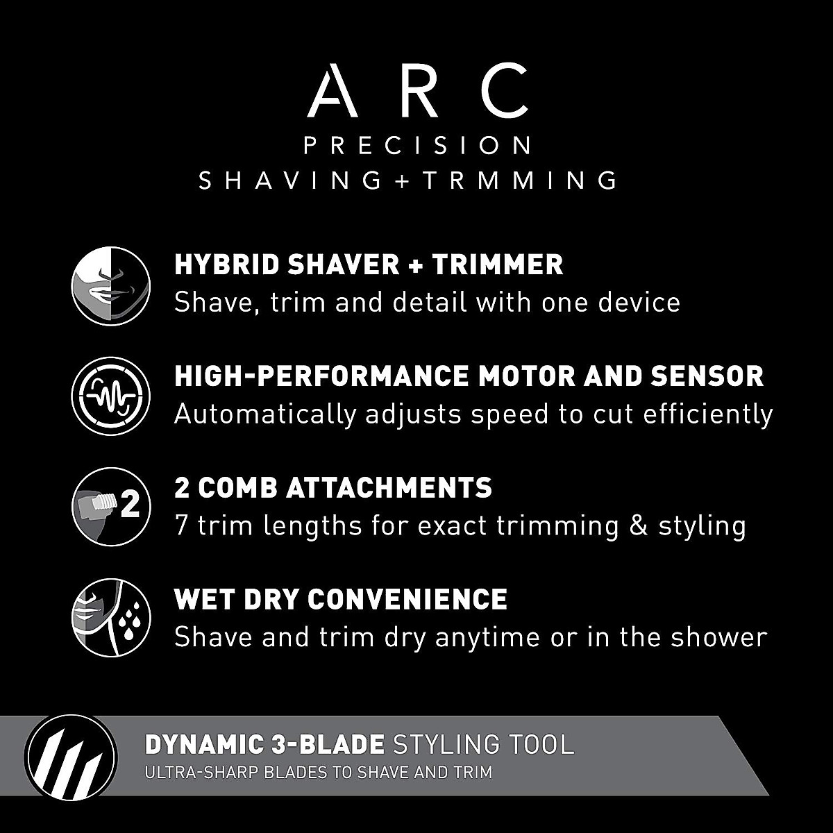 Panasonic Hybrid Wet Dry Shaver, Trimmer & Detailer with Two Adjustable Trim Attachments, Pop-up Precision Detail Trimmer & Shave Sensor Technology, Cordless Razor for Men, ES-LL41-K, Black