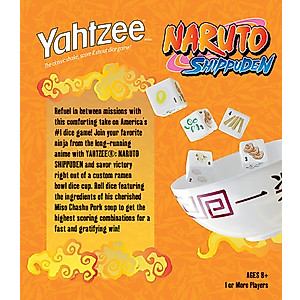 YAHTZEE: Naruto Shippuden | Collectible Ramen Bowl Dice Cup | Classic Family Dice Game Based on Anime Show | Great for Family Game Night | Officially-Licensed Naruto Game & Merchandise