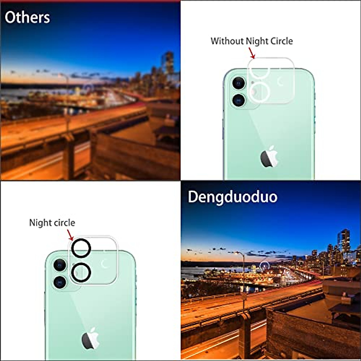 Dengduoduo 【3 Pack】 Camera Lens Protector for iPhone 11 & iPhone 12 Mini, Ultra HD, Tempered Glass, 9H Hardness, Anti-Scratch, Case Friendly, Easy to Install [No Affect on Night Shots]