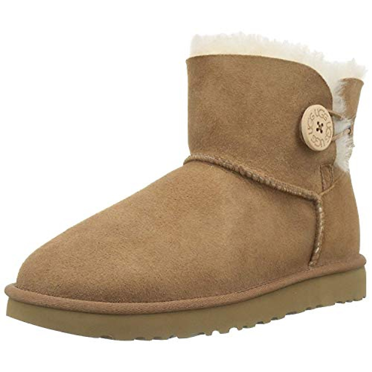 UGG Women's Mini Bailey Button Ii Boot, Chestnut, 9