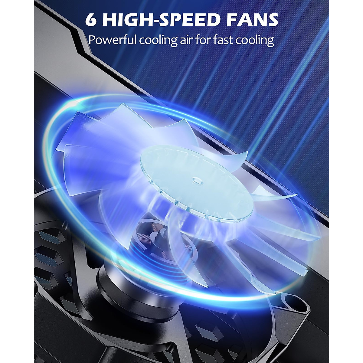 HAVIT Laptop Cooling Pad with 6 Cooling Fans, Laptop Cooler 6 Adjustable Heights for 13-17 Inch Laptops, Gaming Laptop Cooling Stand with Two USB Ports (HV-F2071)