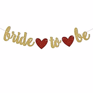 Bride to Be Banner - Bridal Shower Party Decorations, Future Mr & Mrs Banner, Happy Wedding Decor, Bachelorette Party Decor, Gold Glitter Bachelorette Bridal Engagement Wedding Party Decorations