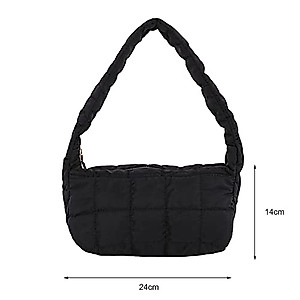 Mini Quilted Tote Bag for Women Puffer Bag Padded Tote Handbag Lightweight Puffy Purse Quilted Padding Hobo Bag with Zip Closure
