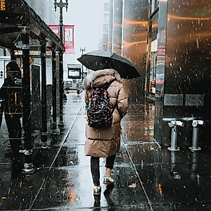 NPCQUN Travel Essentials Umbrella Windproof Compact Collapsible Light, Automatic, Strong and Portable, Wind Resistant, Folding Small Umbrella for Rain Black