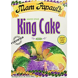 Mam Papaul's Mardi Gras King Cake Kit with Praline Filling, 18 Servings - 28.5 ounce