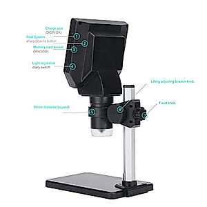 LXXSH Professional Digital Electron Microscope 4.3 Inch Large Base LCD Display 8MP 1-1000X Continuous Amplification Magnifier (Color : Silver, Size : Metal)