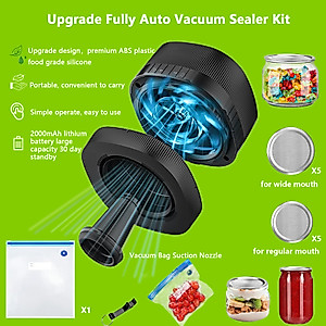 Electric Mason Jar Vacuum Sealer, Automatic Vacuum Sealer for Jars with Wide and Regular Mouth Lids 3-in 1 Canning Jars Vacuum Sealer Kit Portable Vacuum Sealing Machine Food Vacuum Storage