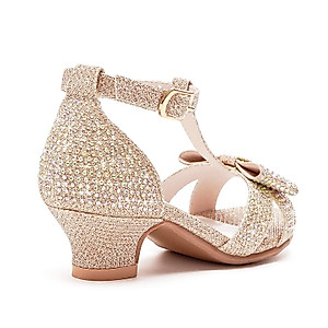 Walofou Big Kid Toddler Little Kid Dress up Princess Party Sandals Champagne Flower Shoes (3001 Champagne 2)