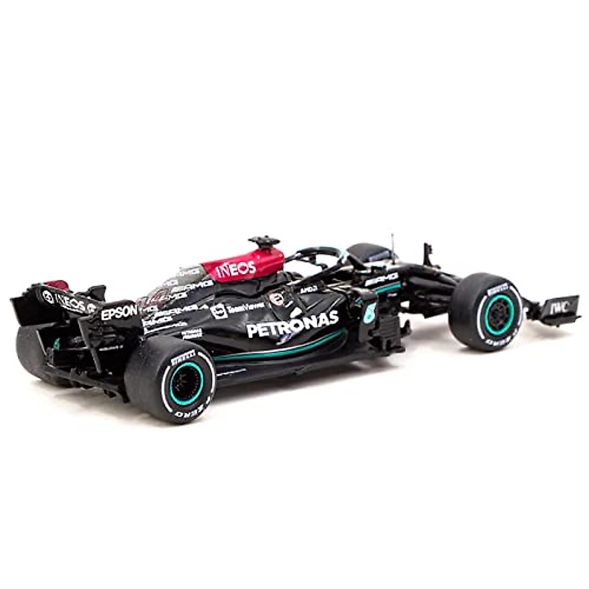 AMG F1 W12 E Performance #44 Lewis Hamilton Winner Formula One F1 British GP (2021) with Number Board Global64 Series 1/64 Diecast Model Car by Tarmac Works T64G-F037-LH1