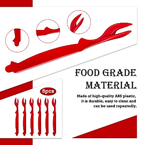 LORICK Crab Legs Crackers Tool, 6Pcs Seafood Cracker Picks Tools for Crab, Lobster, Shrimp, Crawfish, Prawns, Easy Opener Shellfish Crab Picks Knife, Normal, Red