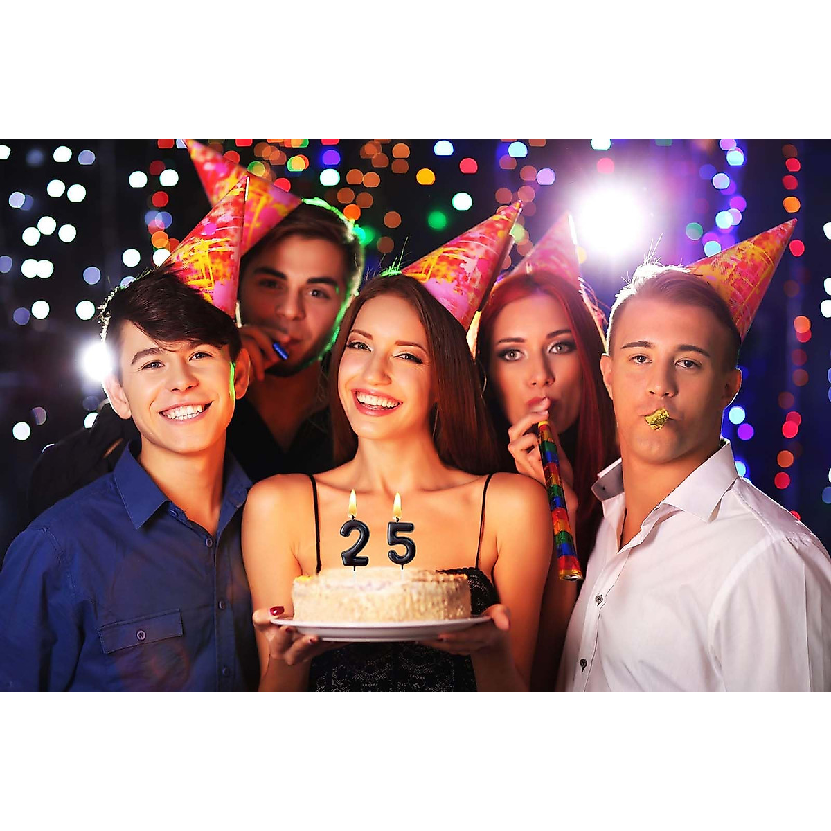 2.36" 29th 92nd Number Candles Birthday Gifts for Women Men Birthday Decorations Birthday Candles Numbers Happy Birthday Candles for Cake 2 Candle for Women for Men (Black)