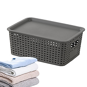 Hollow Storage Basket, Space Saving Stackable Organizing Basket, Long Lasting Weave Storage Organizer Baskets, Hollow Basket with Handle, Multipurpose Weaving Wicker Basket for Desktop Cabinet Bedroom
