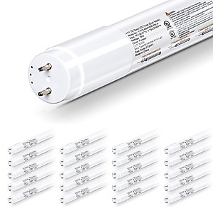 hykolity 20 Pack 4FT LED T8 Hybrid Type A+B Light Tube, 18W, Plug & Play or Ballast Bypass, Single-Ended OR Double-Ended, 5000K, 2400lm, Frosted Cover, T8 T10 T12 for G13, 120-277V, UL Listed