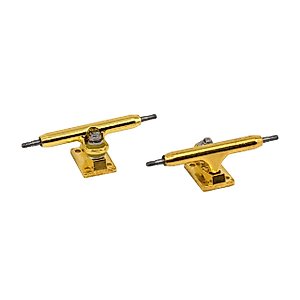 Teak Tuning Prodigy Fingerboard Trucks with Upgraded Lock Nuts, Gold Colorway - 32mm Wide - Includes Pro Duro 61A Bubble Bushings in Teak Teal