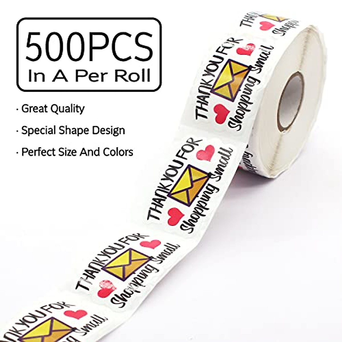 Thank You for Shopping Small Stickers,Thank You Stickers,Handmade Stickers,Small Shop Stickers,Envelopes Stickers for Small Business, Online Retailers,Handmade Goods,500 Labels Per Roll
