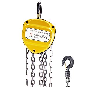 BestEquip Chain Hoist 4400lbs/2ton Chain Block Hoist Manual Chain Hoist 3m/10ft Block Chain Hand Chain Lifting Hoist w/Two Hooks Chain Pulley Tackle Hoist Winch Lifting Pulling Equipment Yellow